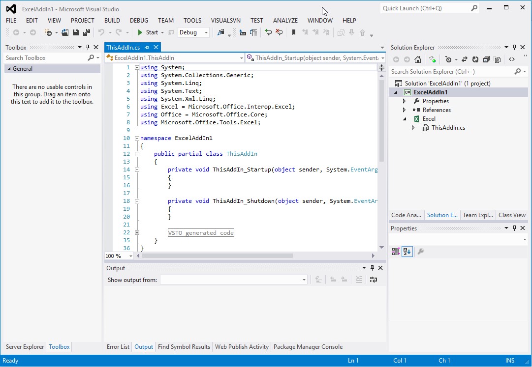 Excel VSTO kursus - COM Add in - Opret COM Add in