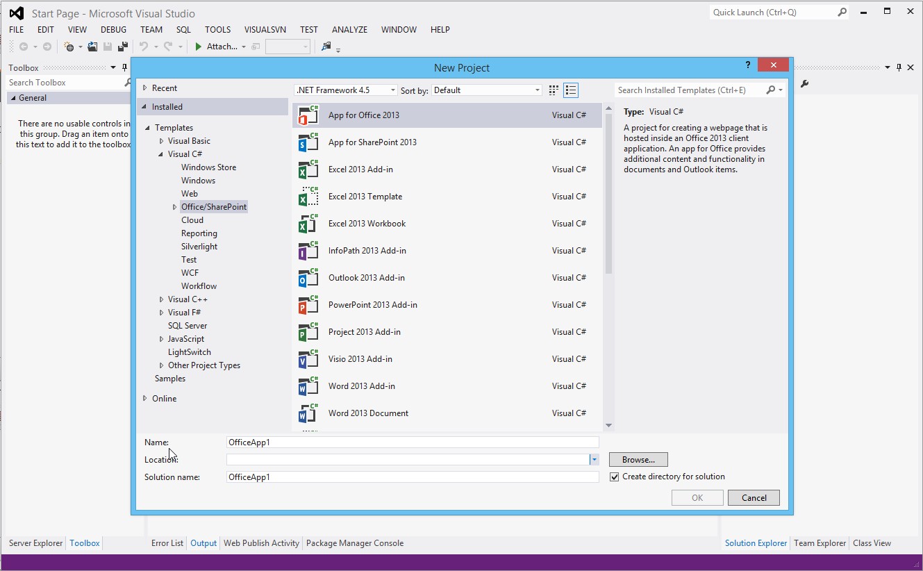 Excel VSTO kursus - Visual Studio - Installation